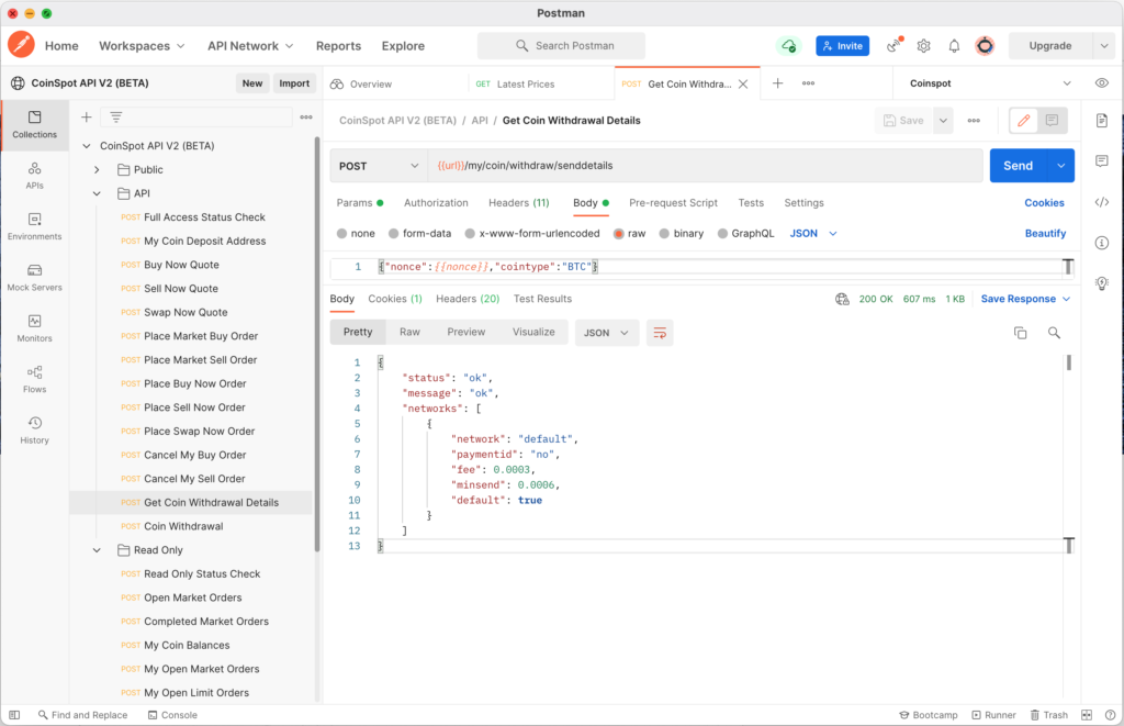 How to use the CoinSpot API V2 in Postman — Nathan's Blog