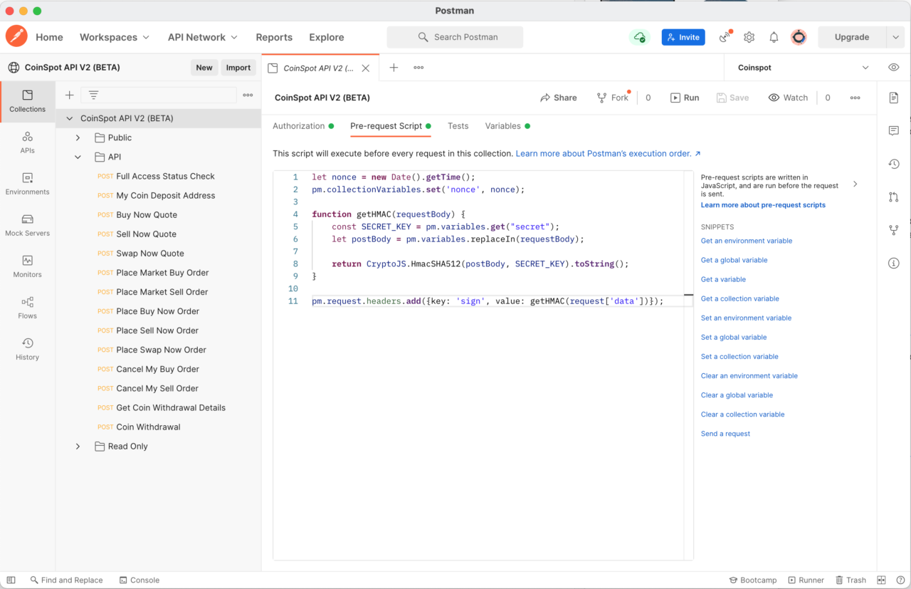 How to use the CoinSpot API V2 in Postman — Nathan's Blog